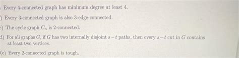 solved every 4 connected graph has minimum degree at least