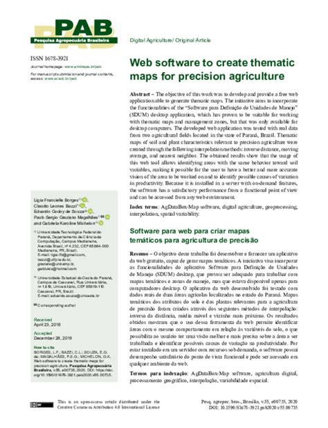 Pdf Web Software To Create Thematic Maps For Precision Agriculture