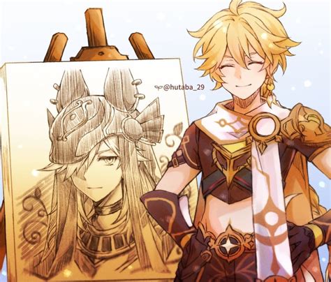 Aether And Cyno Genshin Impact Drawn By Hutaba Danbooru