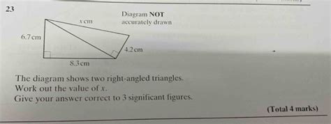 solved 23 the diagram shows two right angled triangles work out the