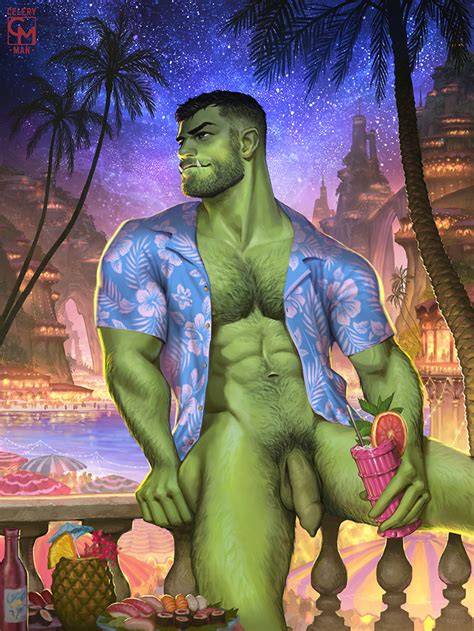 Rule 34 1boy Celery Man6 Fixed Foreskin Gay Green Skin Hairy Chest