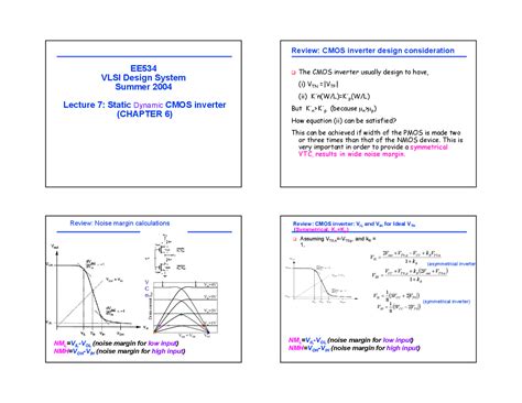 Review Noise Margin Calculations Lecture Slides Ee 534 Docsity