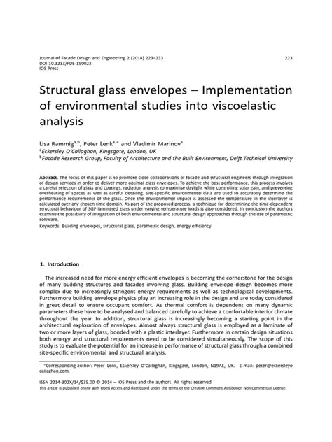 Structural Glass İmplemantation Pdf Viscoelasticity Strength Of