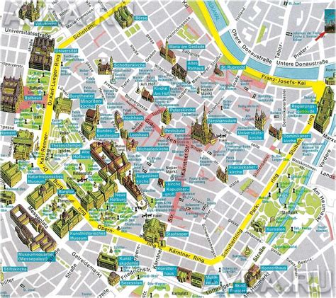 Достопримечательности Вены Vienna Map Vienna Tourist Map Vienna City Map