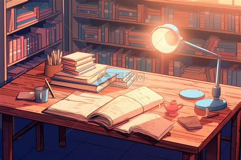 学习桌的台灯插画图片下载 正版图片600255400 摄图网