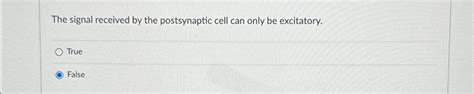 Solved The Signal Received By The Postsynaptic Cell Can Only