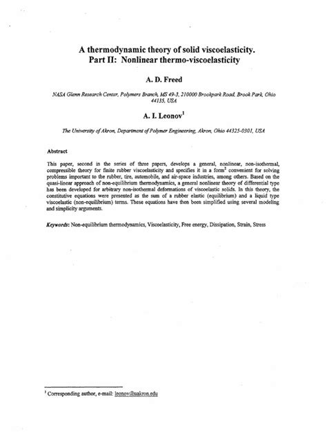 A Thermodynamic Theory Of Solid Viscoelasticity Part 2 Nonlinear Thermo Viscoelasticity Pdf