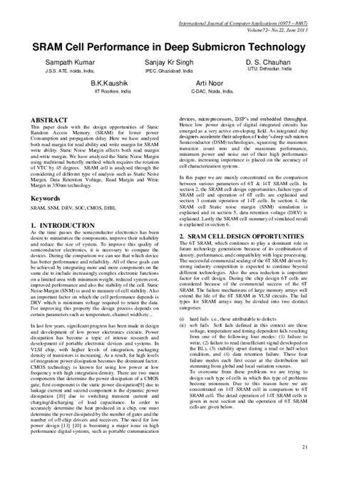 Pdf Sram Cell Performance In Deep Submicron Technology