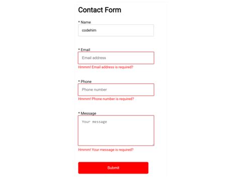 Contact Form Validation In Javascript — Codehim