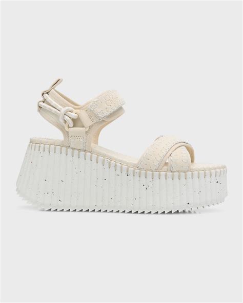 Chloe Nama Stitch Ankle Strap Flatform Sandals Neiman Marcus