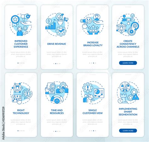 Personalized Marketing Blue Onboarding Mobile App Screen Set Goals Walkthrough 4 Steps Editable