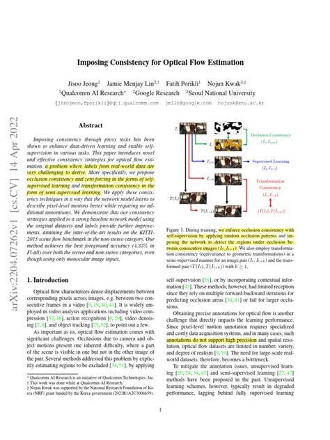 Imposing Consistency For Optical Flow Estimation Pdf Video Learning