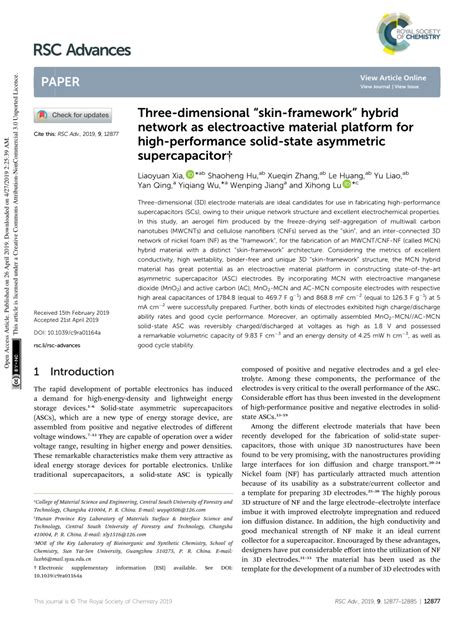 PDF Three Dimensional Skin Framework Hybrid Network As Electroactive Material Platform For