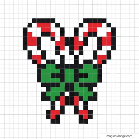 Festive Candy Cane Pixel Art To Easily Recreate