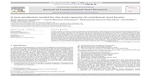 A New Prediction Model For The Load Capacity Of Castellated Steel Beams [pdf Document]