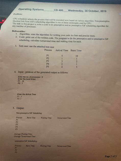 Solved Can Someone Get Me An Algorithm For Preemptive