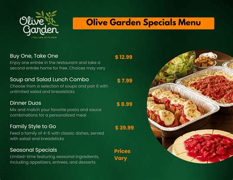Olive Garden Specials Menu Olive Garden Menu And Prices