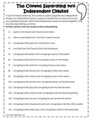 Comma Quizzes Worksheets Improve Writing Skills Grammar Skills Quizzes