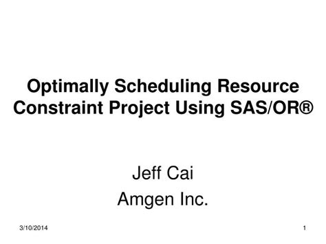 Ppt Optimally Scheduling Resource Constraint Project Using Sasor ® Powerpoint Presentation