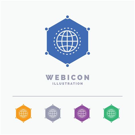 Network Global Data Connection Business 5 Color Glyph Web Icon Template Isolated On White
