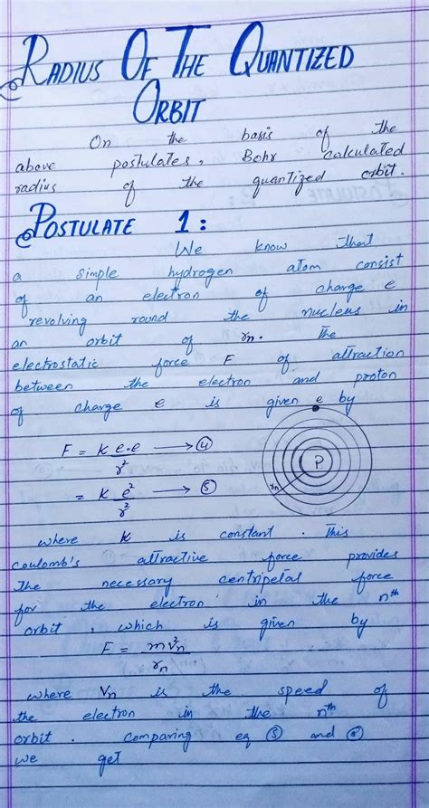 Solution Bohr Model Of Hydrogen Atom Radius Of Quantized Orbit Energy
