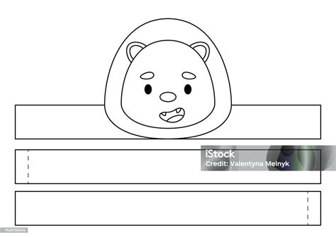 인쇄 가능한 사자 종이 크라운 Diy는 생일 크리스마스 베이비 샤워를위한 파티 리본 템플릿을 잘라냅니다 엔터테인먼트를위한 재미있는 액세서리 인쇄 색상 컷 및 접착제 벡터