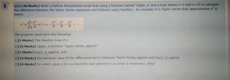 Solved 1 01 40 Marks Write A Python Documented Script Chegg