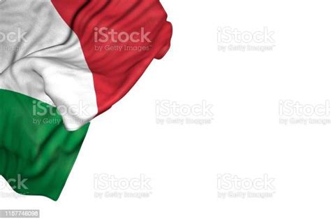 좋은 잔치 플래그 3d 그림 큰 주름이탈리아 플래그는 흰색에 고립 된 왼쪽 상단 모서리에 거짓말 3차원 형태에 대한 스톡 사진 및 기타 이미지 Istock