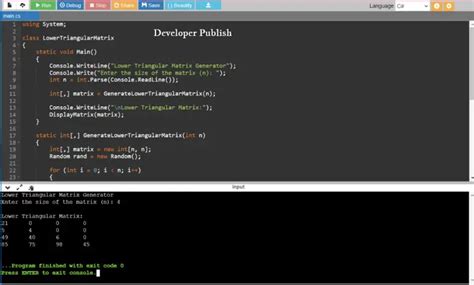C Program To Display Lower Triangular Matrix