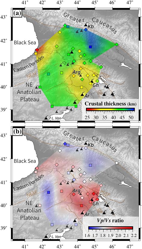 Variations In A Crustal Thickness And B Average Crustal Vp Vs Download Scientific Diagram