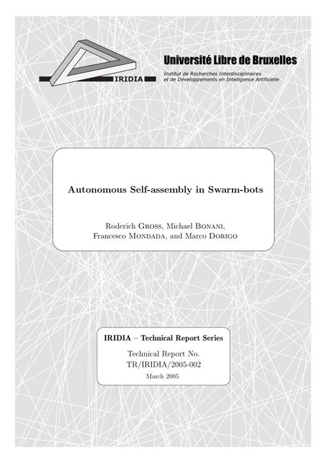 Pdf Autonomous Self Assembly In Swarm Bots