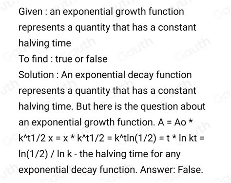 Solved An Exponential Growth Function Represents A Quantity That Has A
