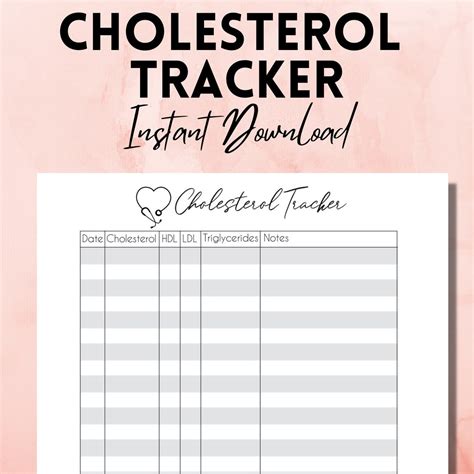 Cholesterol Tracker Instant Download Health Planner A4 A5 Us