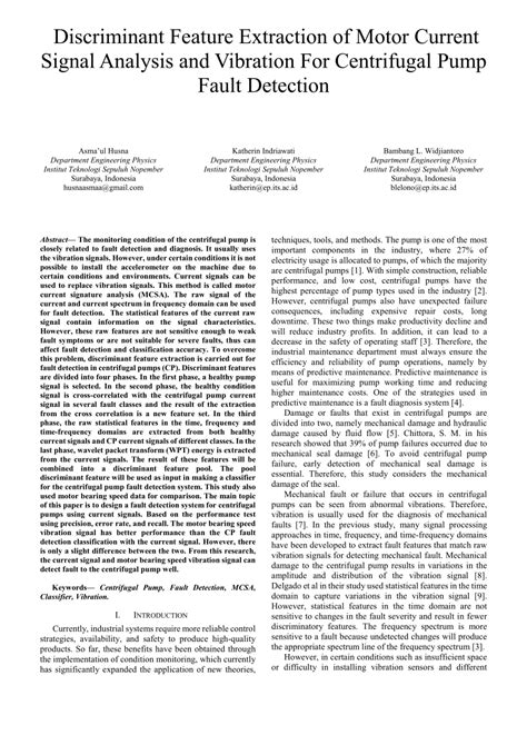 Pdf Discriminant Feature Extraction Of Motor Current Signal Analysis And Vibration For