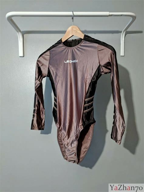 Leohex Glossy Shiny Long Sleeve Sexy Leotard Swimsuit Bodysuit Smooth Leotards EBay