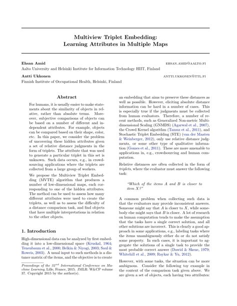 Pdf Multiview Triplet Embedding Learning Attributes In Multiple Maps