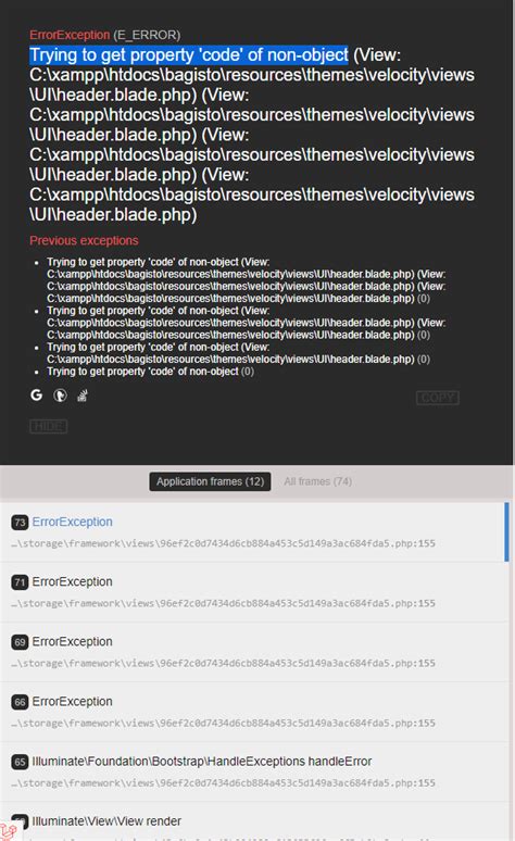Trying To Get Property Code Of Non Object · Issue 3038 · Bagistobagisto · Github