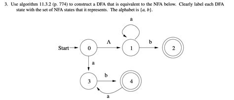 Solved 3 Use Algorithm 1132 P 774 To Construct A Dfa