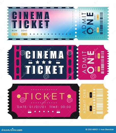 Ticket Set Pass Card Design Isolated On White Background Vector