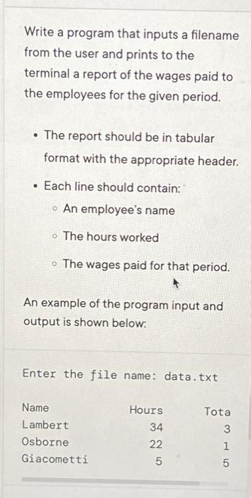 Solved Write A Program That Inputs A Filename From The User