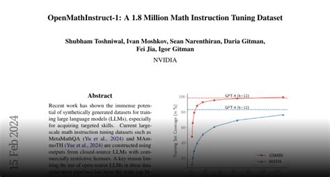 Paper Page Openmathinstruct 1 A 18 Million Math Instruction Tuning