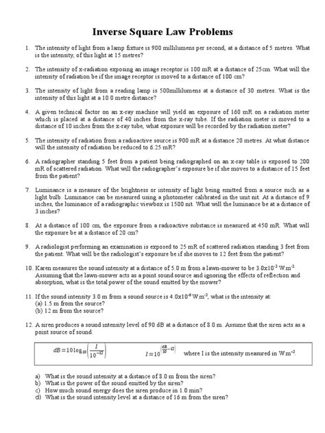 inverse square law problems pdf radiography electromagnetic radiation