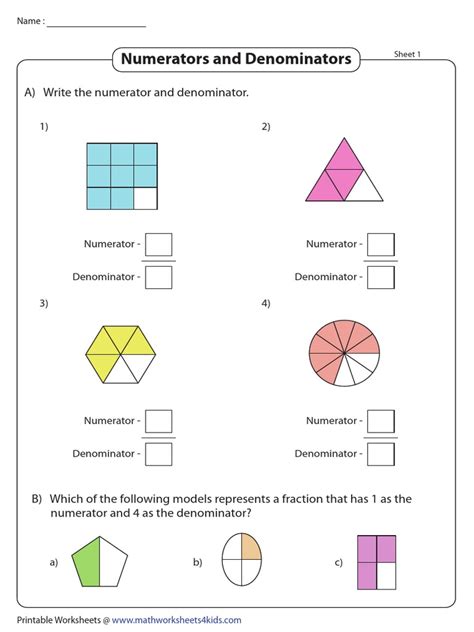 identify numerators denominators 1 pdf