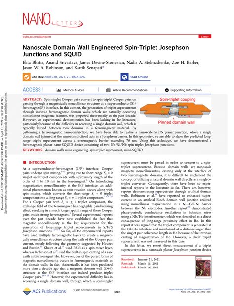Pdf Nanoscale Domain Wall Engineered Spin Triplet Josephson Junctions And Squid
