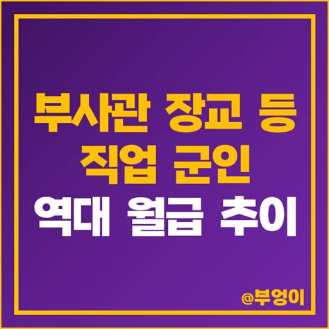 역대 연도별 하사 소위 소령 준장 월급 및 연봉 직업 군인 간부 봉급 인상 추이 2023년 부사관 장교 봉급표 네이버 블로그
