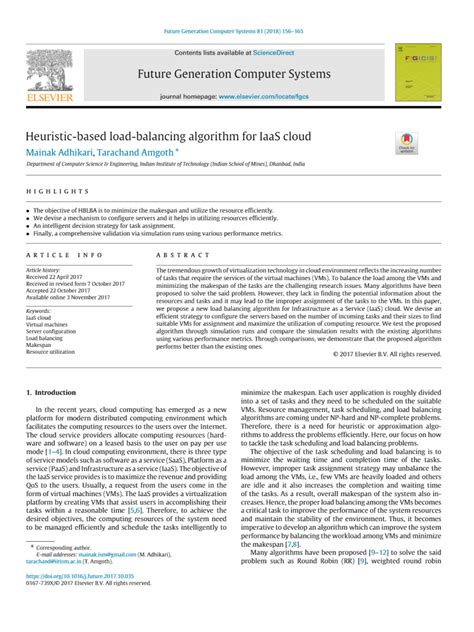 Pdf Heuristic Based Load Balancing Algorithm For Iaas Cloud