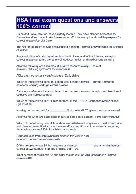 Hsa Final Exam Questions And Answers 100 Correct Hsa Stuvia Nl