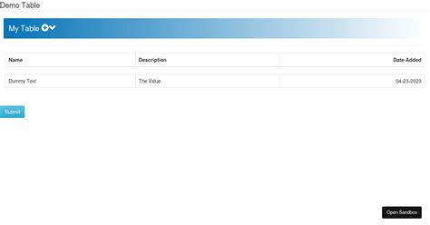 react jsonschema extras table codesandbox