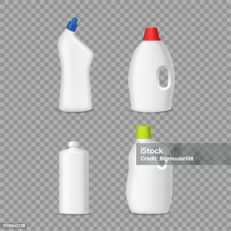 현실적인 상세한 3d 화이트 빈 세제 병 템플릿 모형 세트 벡터 병에 대한 스톡 벡터 아트 및 기타 이미지 병 병 뚜껑