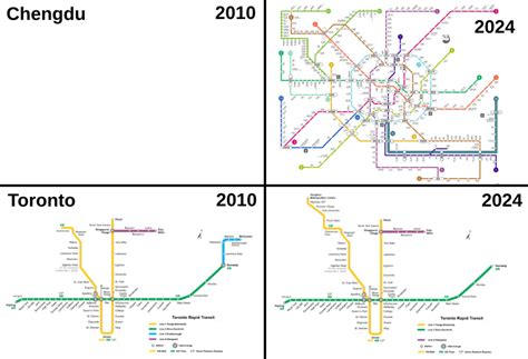 Toronto Subway Vs Chengdu Metro 2010 2024 Brilliant Maps